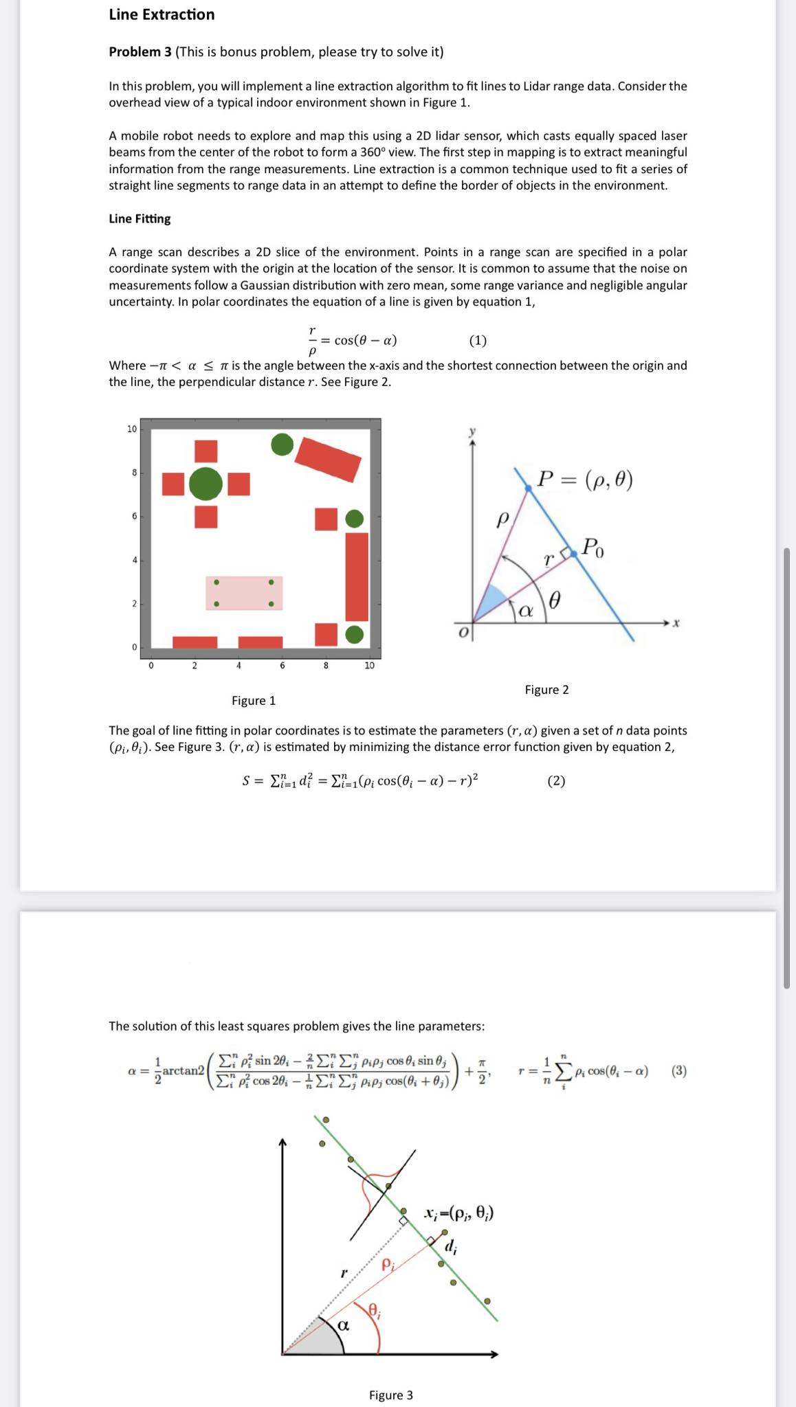 Solved Line Extraction Problem 3 (This is bonus problem, | Chegg.com