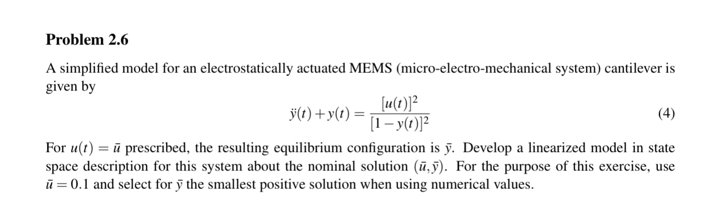 Solved A Simplified Model For An Electrostatically Actuated