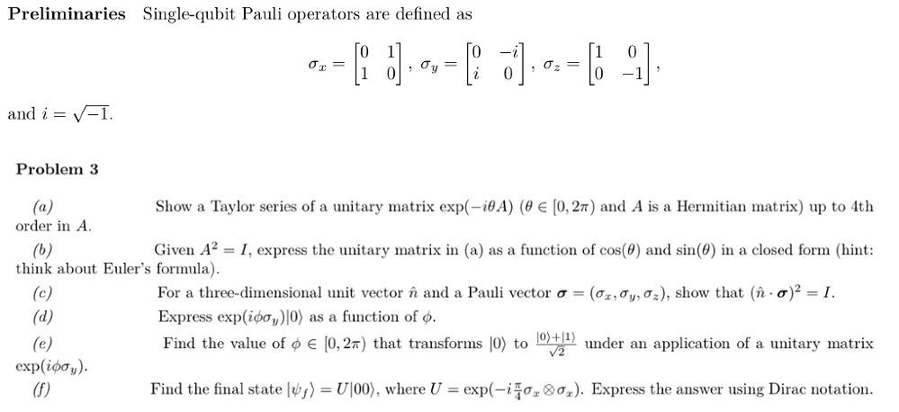 Preliminaries Single-qubit Pauli operators are | Chegg.com