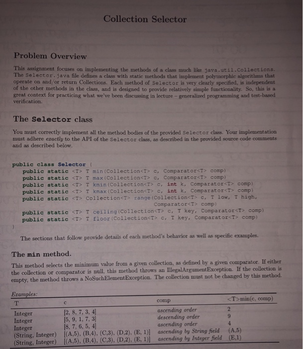 Solved Collection Selector Problem Overview This Assignment 