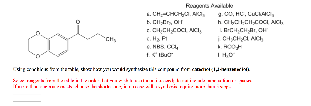 Solved Reagents Available a. CH2-CHCH2CI, AlCl3 g. CO, HCI, | Chegg.com