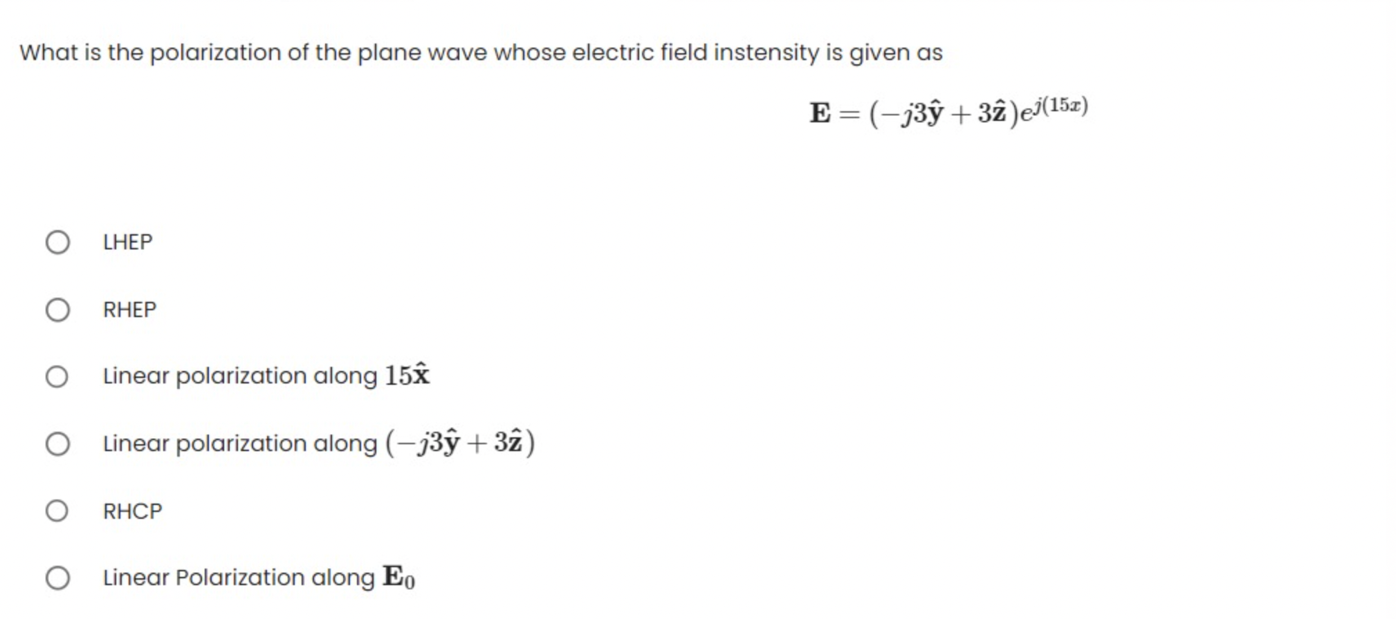 Solved What is the polarization of the plane wave whose | Chegg.com