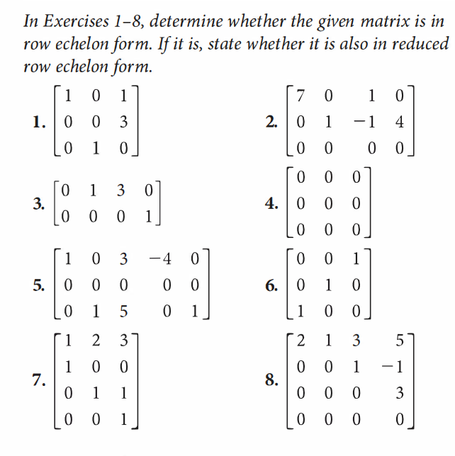 Solved In Exercises 1-8, determine whether the given matrix | Chegg.com