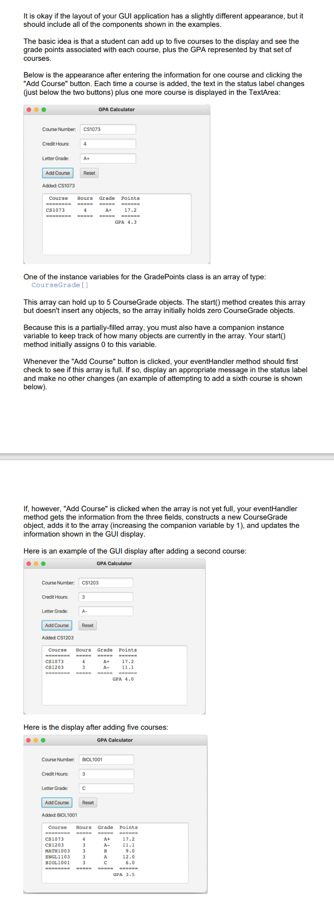 Solved A GUI Program for Grade Point Average Write the | Chegg.com