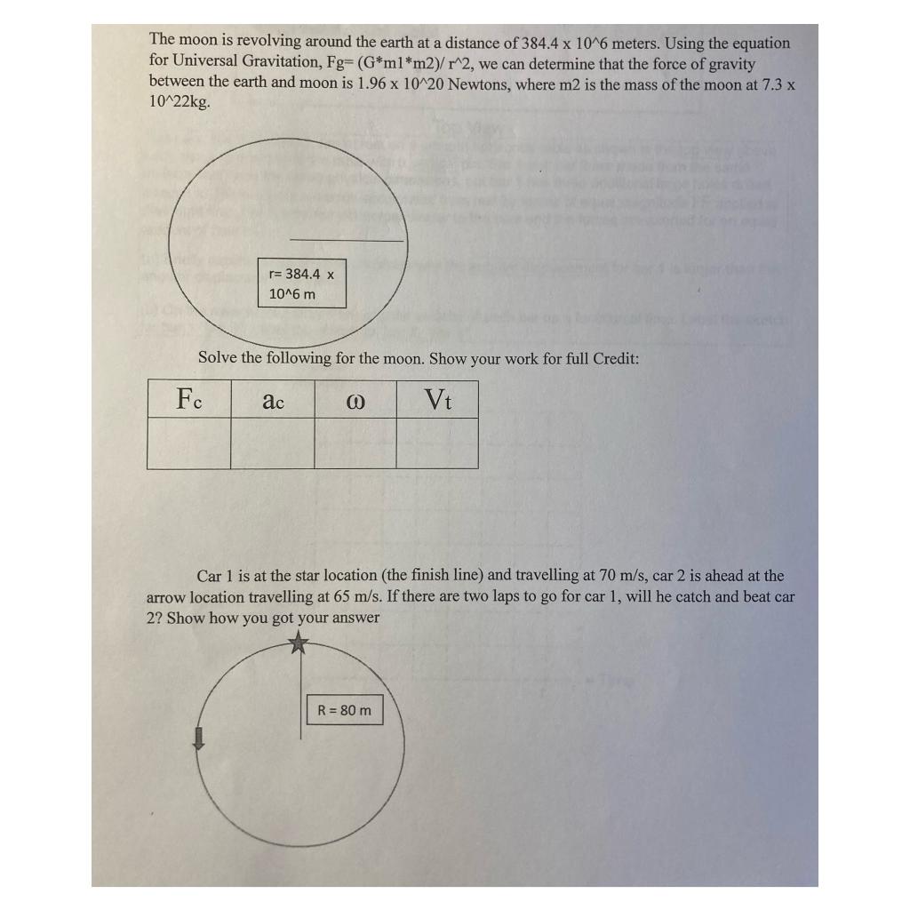 Solved The moon is revolving around the earth at a distance | Chegg.com