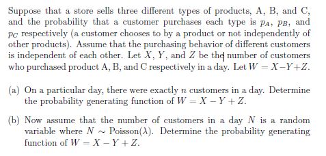 Suppose that a store sells three different types of | Chegg.com