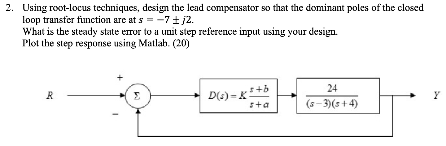 Solved Using root-locus techniques, design the lead | Chegg.com