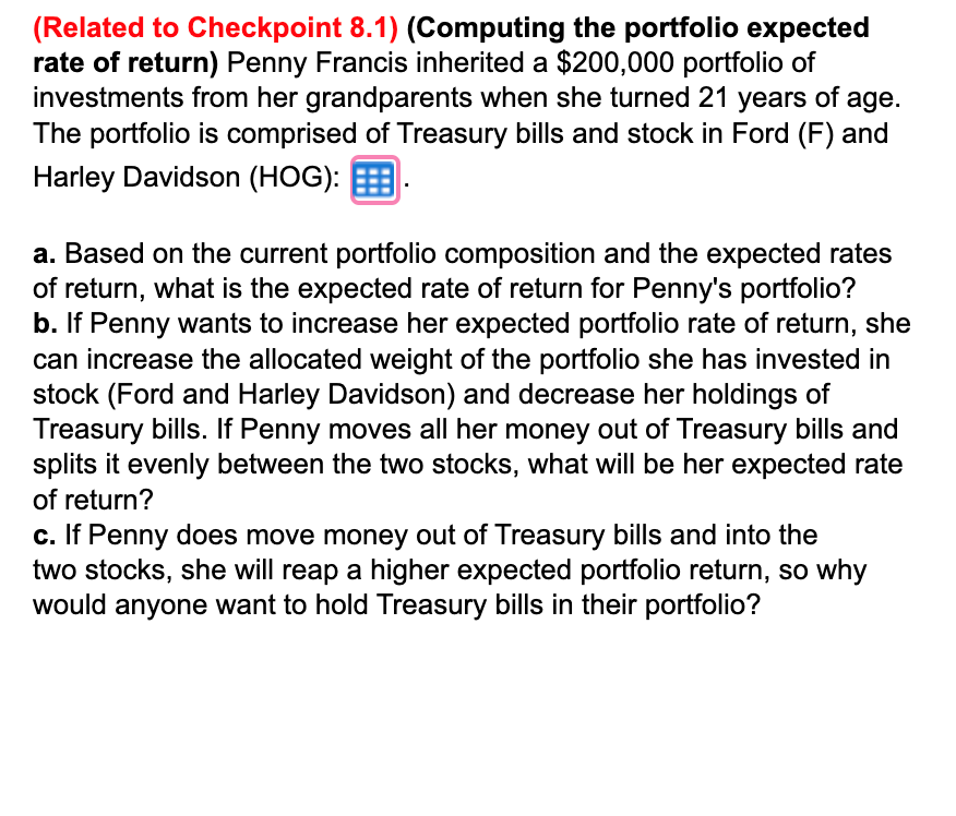 Solved Data table(Related to Checkpoint 8.1) (Computing the | Chegg.com