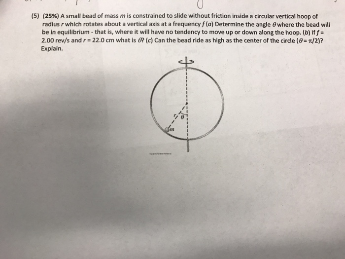Solved A small bead of mass m is constrained to slide | Chegg.com