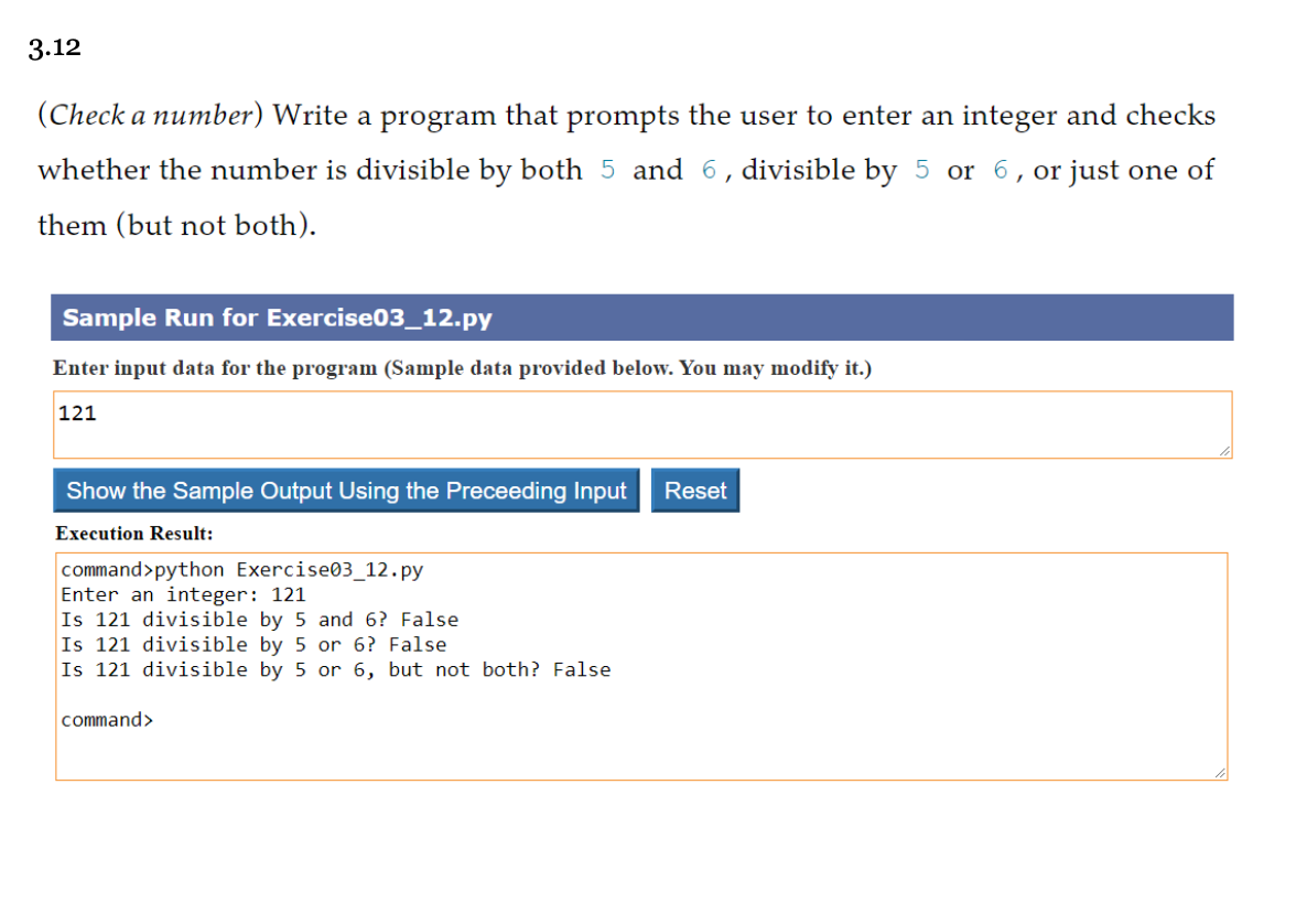 3.12(Check a number) ﻿Write a program that prompts | Chegg.com