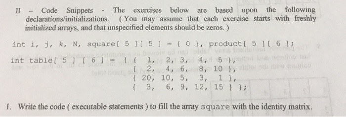 Solved IICode Snippets- The exercises below are based upon | Chegg.com