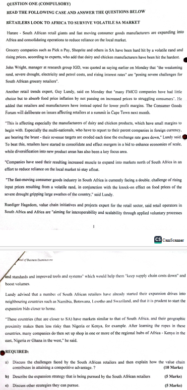 Solved QUESTION ONE (COMPULSORY) READ THE FOLLOWING CASE AND | Chegg.com
