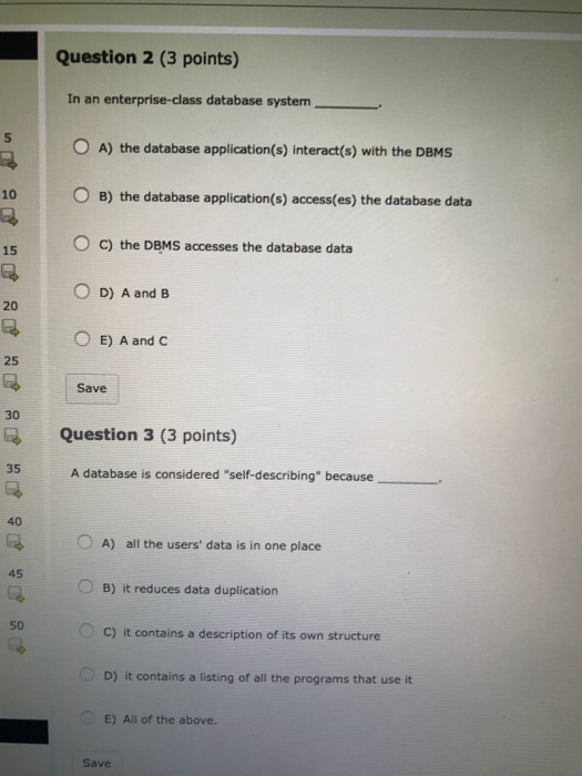 Solved Question 2 (3 points) In an enterprise-class database | Chegg.com