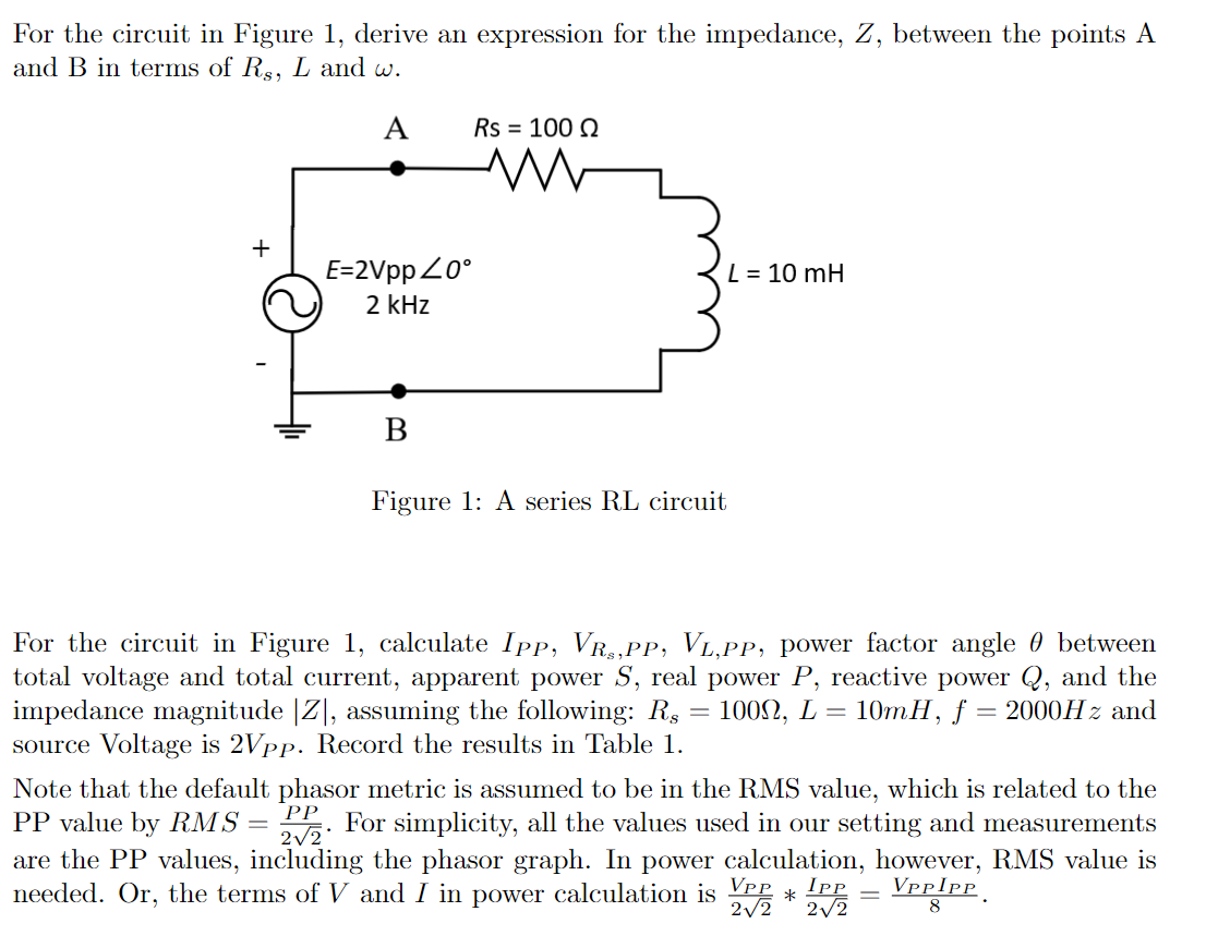 Solved For the circuit in Figure 1, derive an expression for | Chegg.com