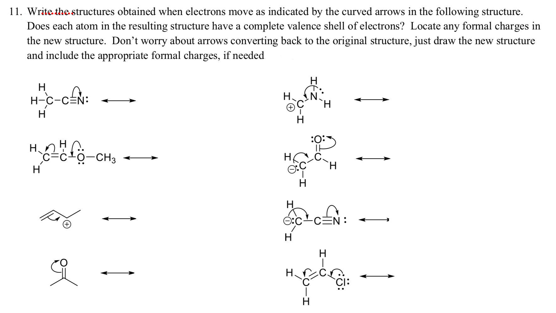 Solved 1. Write the structures obtained when electrons move | Chegg.com
