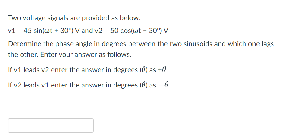 Solved Two voltage signals are provided as below. | Chegg.com