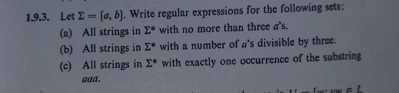 Solved 19.3. Let Σ={a,b}. Write regular expressions for the | Chegg.com