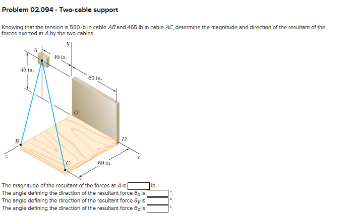 Solved Problem 02.094 - Two-cable support Knowing that the | Chegg.com