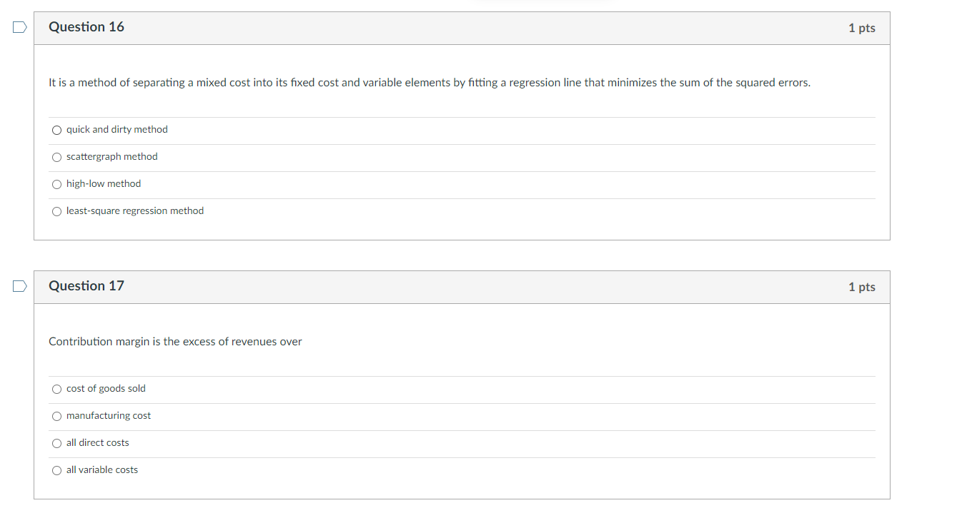 Solved Which Costs Will Change With A Decrease In Activity Chegg