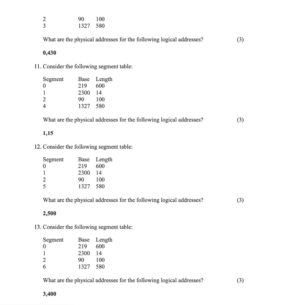 10. Consider the following segment table: Segment | Chegg.com
