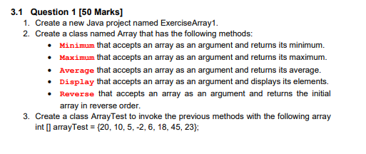 Solved 3.1 Question 1 [50 Marks] 1. Create a new Java | Chegg.com