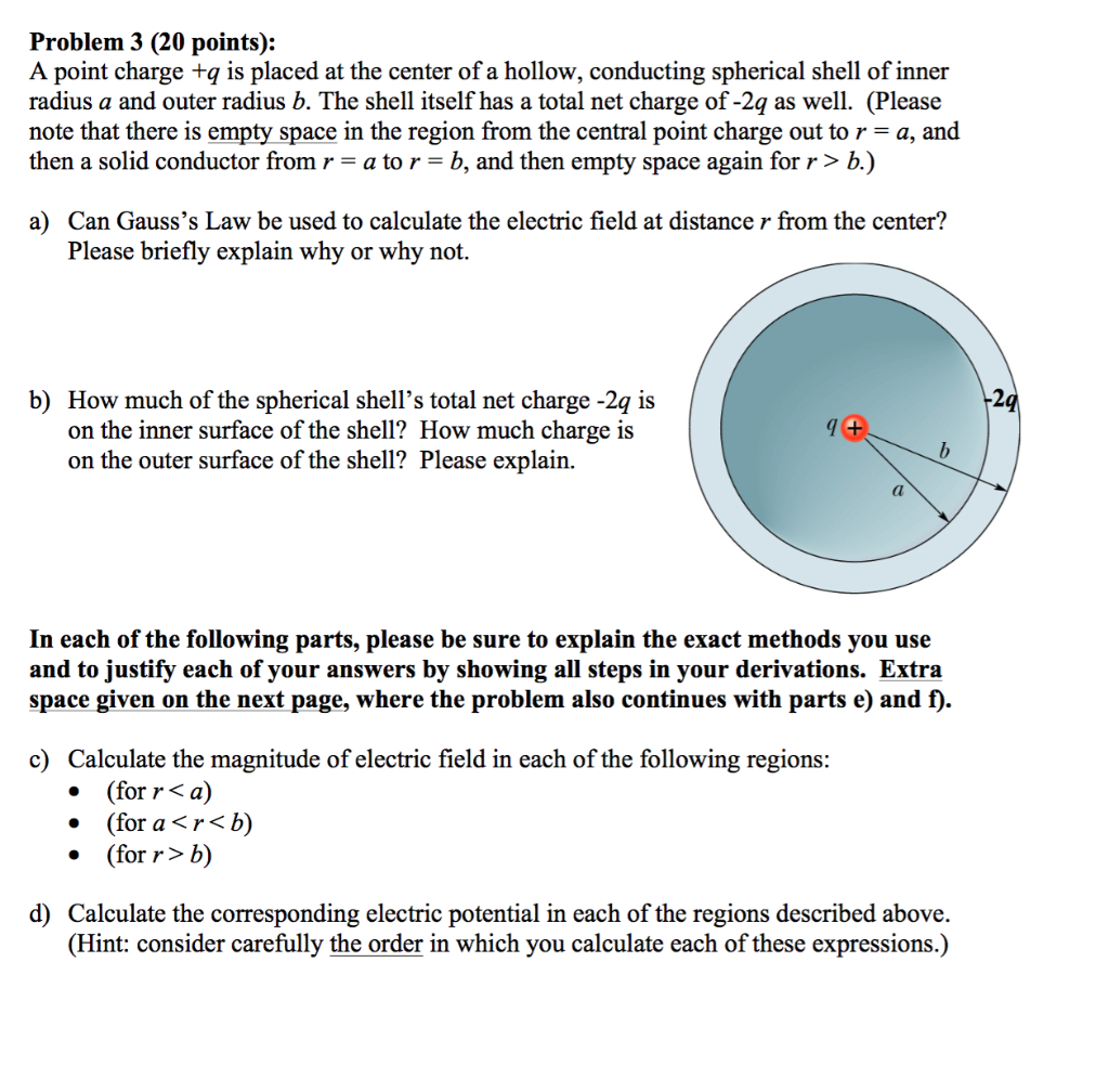 Solved Problem 3 (20 points): A point charge +q is placed at | Chegg.com