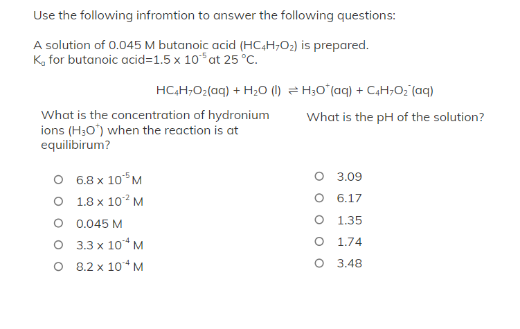 Solved Use the following infromtion to answer the following | Chegg.com