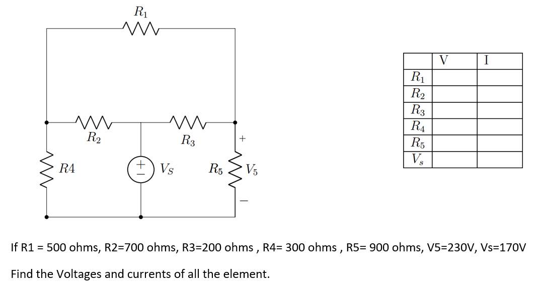 Solved Find voltages and currents of all the elements, | Chegg.com