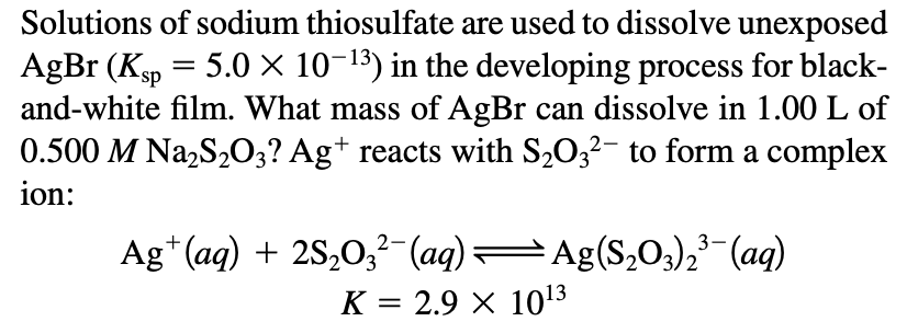 Solved Solutions of sodium thiosulfate are used to dissolve | Chegg.com