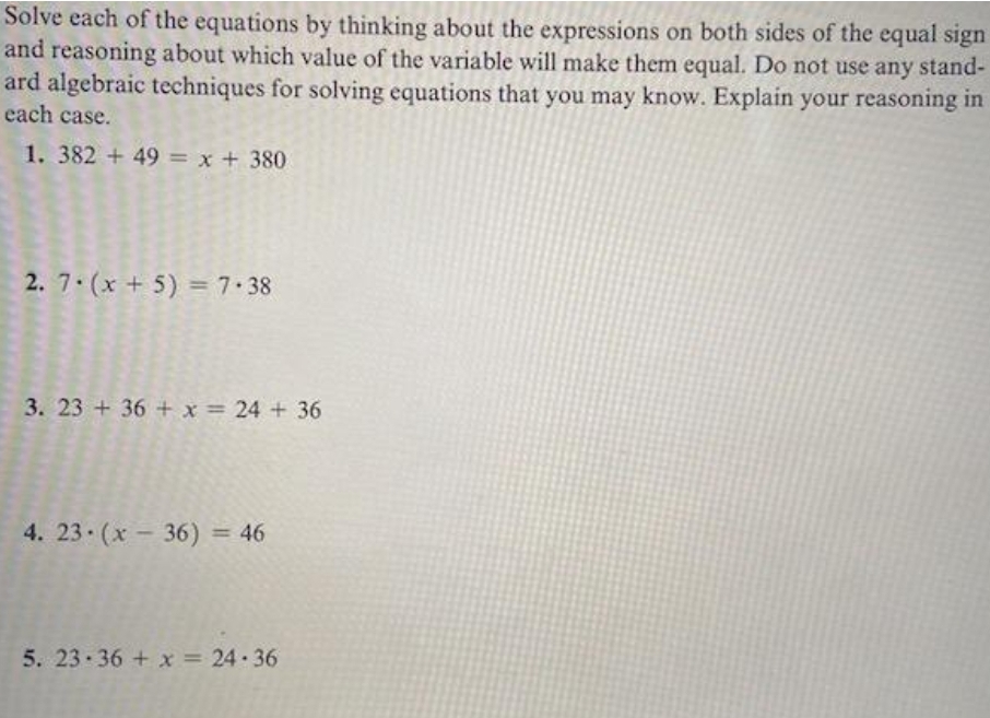 Solved Solve each of the equations by thinking about the | Chegg.com