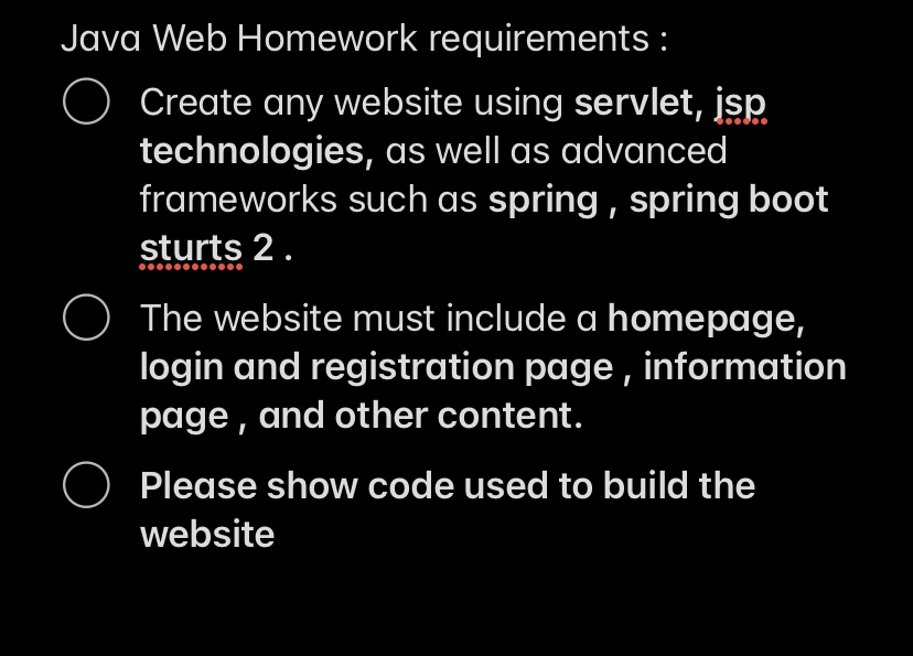 Solved Java Web Homework requirements :Create any website | Chegg.com