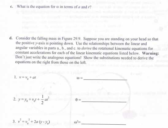 Solved The Rotational Kinematic Equations for Constant α The | Chegg.com