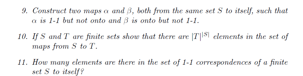 Solved 9. Construct two maps a and B, both from the same set | Chegg.com