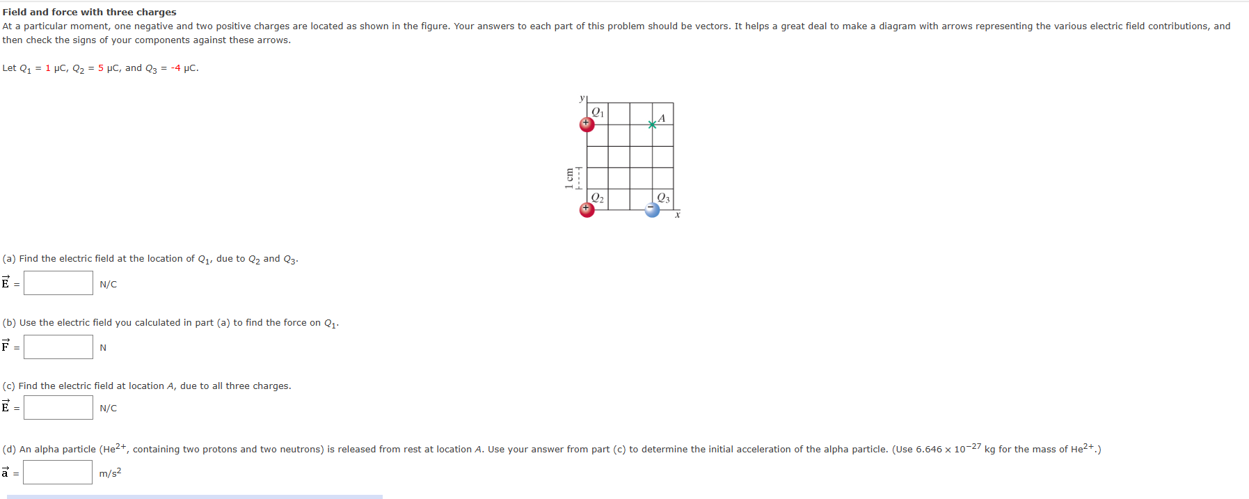 Solved Field and force with three chargesthen check the | Chegg.com