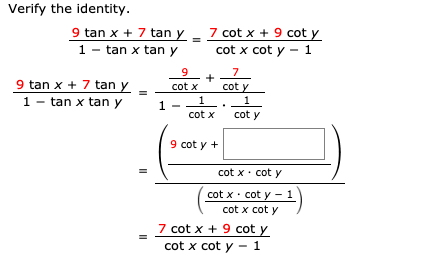 Solved Verify the identity. 9 tan x +7 tan y 7 cot x +9 cot | Chegg.com
