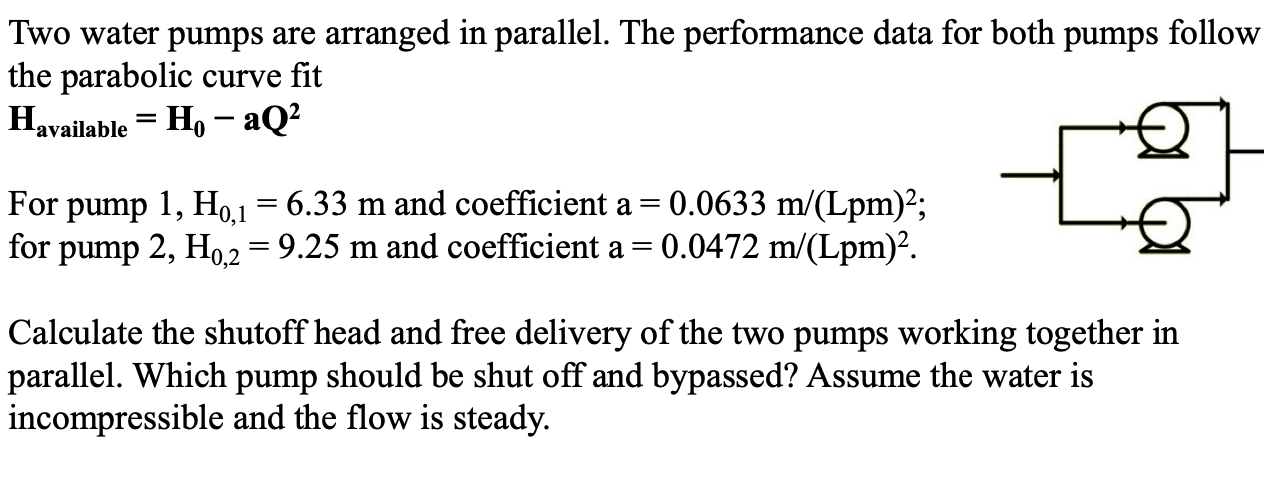 Solved Two water pumps are arranged in parallel. The | Chegg.com