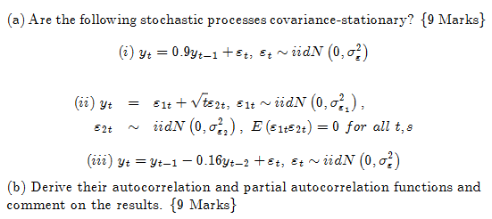 (a) Are the following stochastic processes | Chegg.com