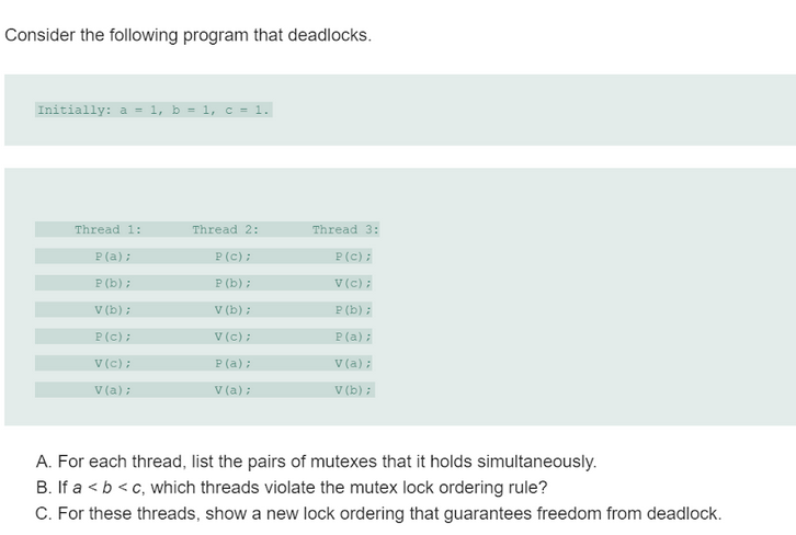 Solved Consider the following program that deadlocks. | Chegg.com