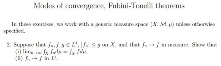 Solved Modes of convergence, Fubini-Tonelli theorems In | Chegg.com