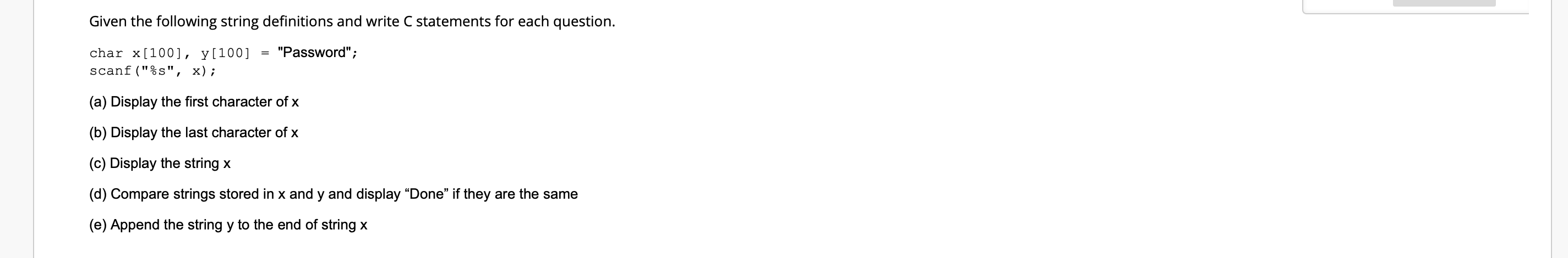 Solved Given the following string definitions and write C | Chegg.com