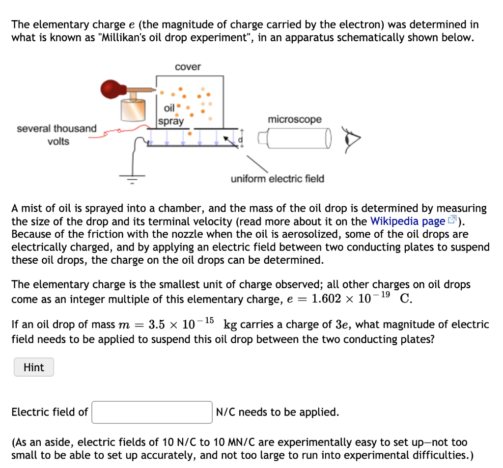 Solved The elementary charge e (the magnitude of charge | Chegg.com