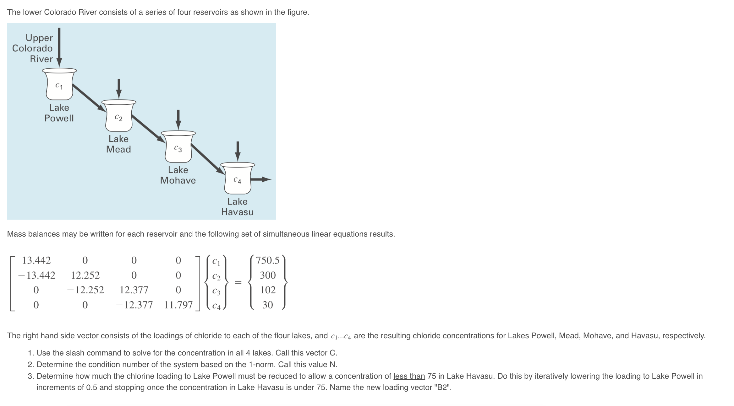 Solved The lower Colorado River consists of a series of four | Chegg.com