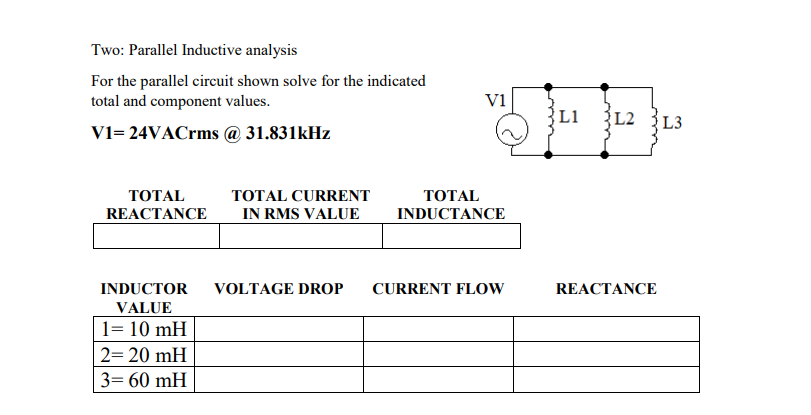 Solved Two: Parallel Inductive analysis For the parallel | Chegg.com