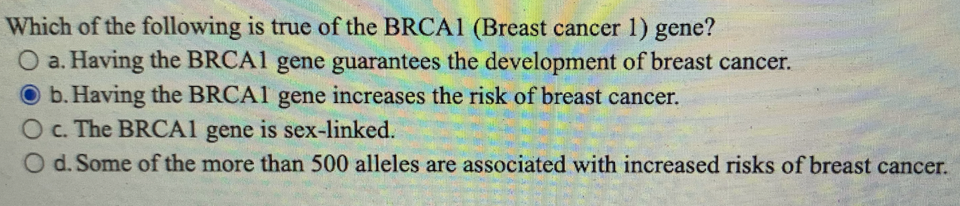 Solved Which of the following is true of the BRCA1 (Breast | Chegg.com