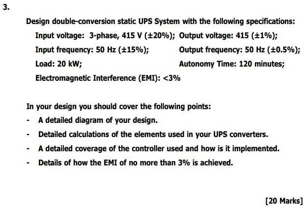 3. Design double-conversion static UPS System with | Chegg.com