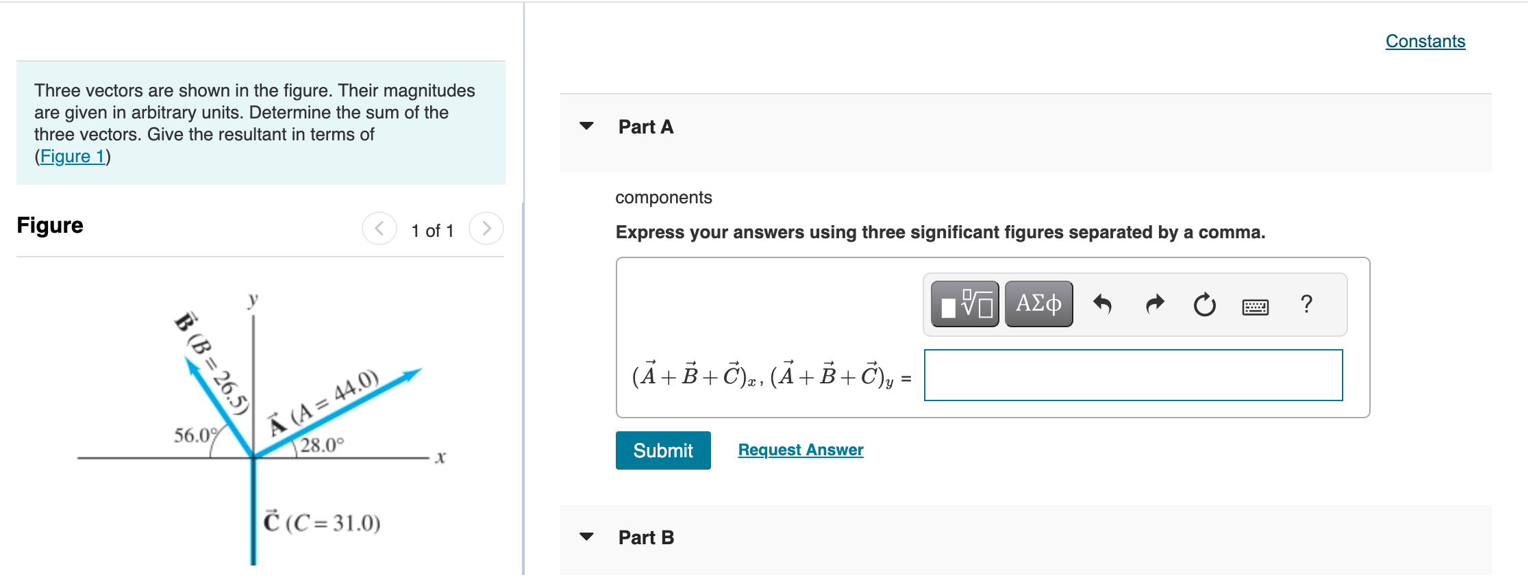 Solved Three vectors are shown in the figure. Their | Chegg.com