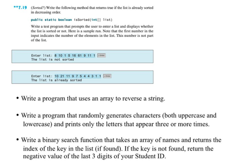 Solved **7. 19 (Sorted?) ﻿Write the following method that | Chegg.com
