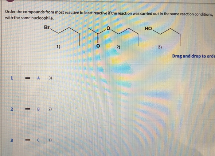 Solved Order the compounds from most reactive to least | Chegg.com