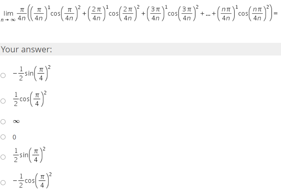 Solved TT lim () cos(as)' + ) cos(')* +() cosa ne | Chegg.com