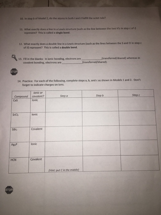 Solved POGIL: Covalent Bonding So far you have learned that | Chegg.com